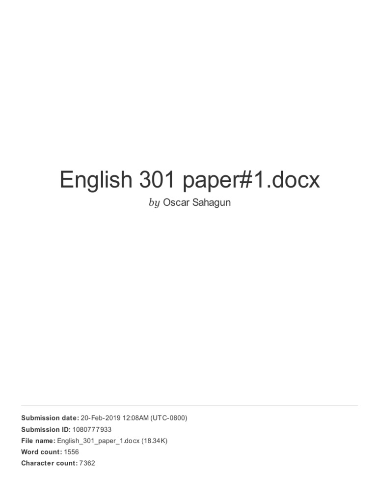 English 301 Paper1 | PDF | Grammar | Argument