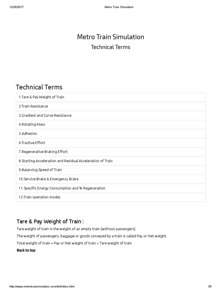 Metro Train Simulation | PDF | Friction | Acceleration