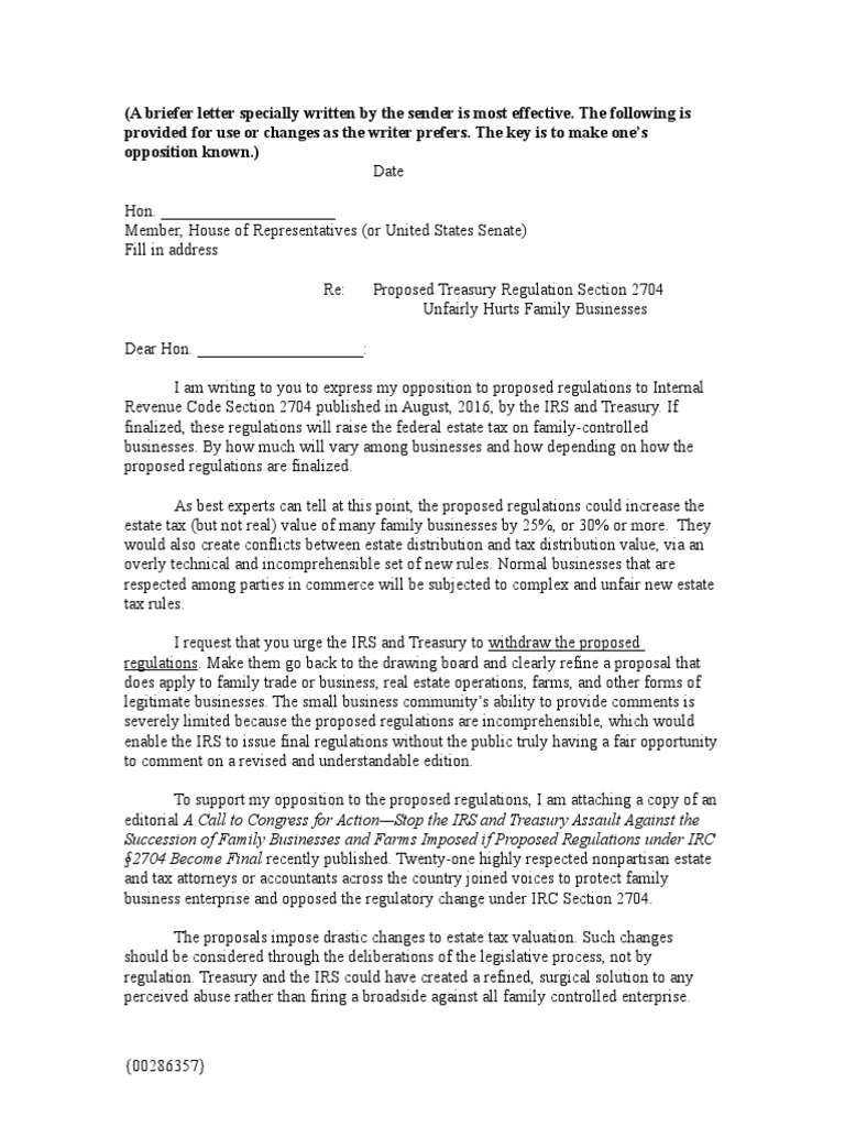 1 2 Sample Letter To Congress Senators 00286357 | PDF | Internal ...