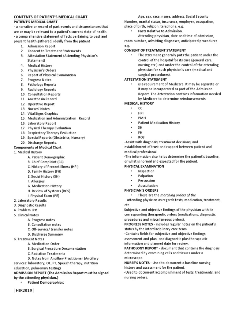 Patient's Medical Chart PDF | PDF | Physical Examination | Medical ...