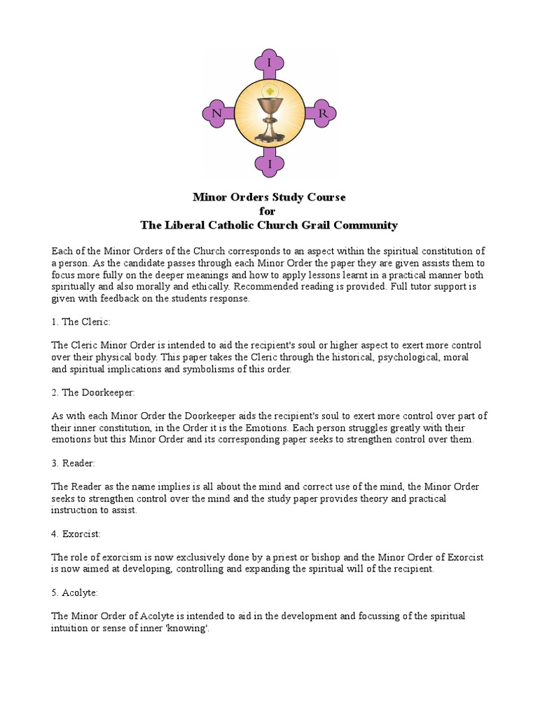 Minor Orders Study Course | PDF