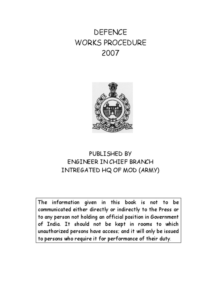Defence Works Procedure 2007: Published by Engineer in Chief Branch ...