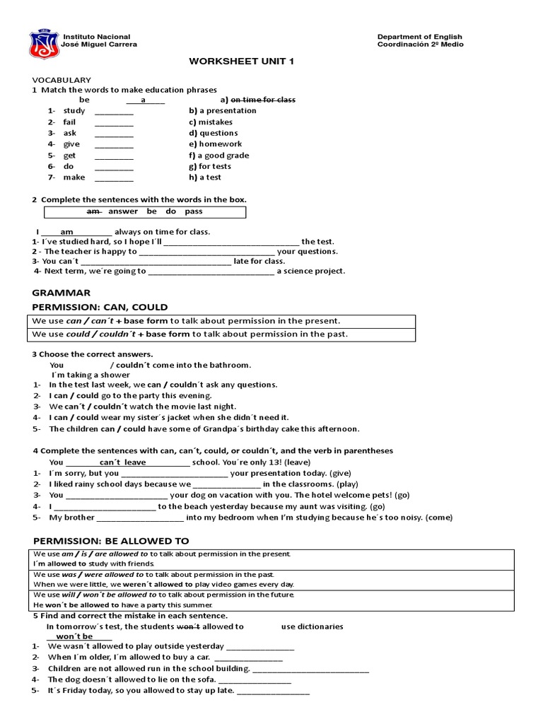 2 Ingles English Reinforcement Worksheet Unit One | PDF | Linguistic ...