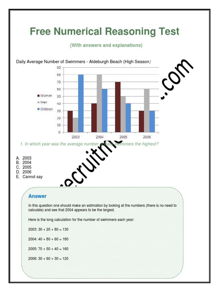 Free Numerical Reasoning Test: (With Answers and Explanations) | PDF ...