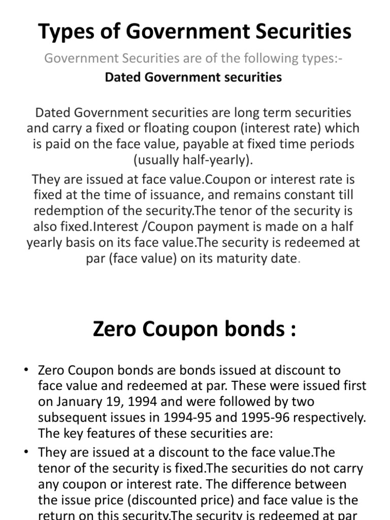 Types of Government Securities | PDF | Bonds (Finance) | Market (Economics)