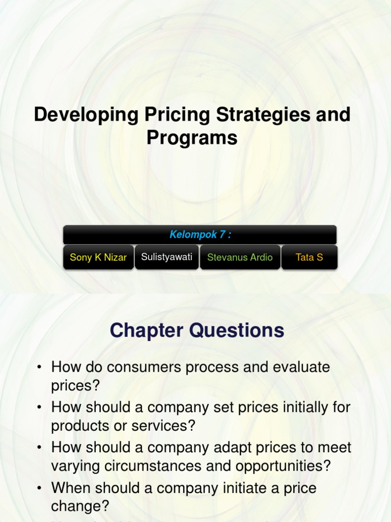 Kelompok 7 - Developing Pricing Strategies and Programs | Download Free PDF | Pricing | Price ...