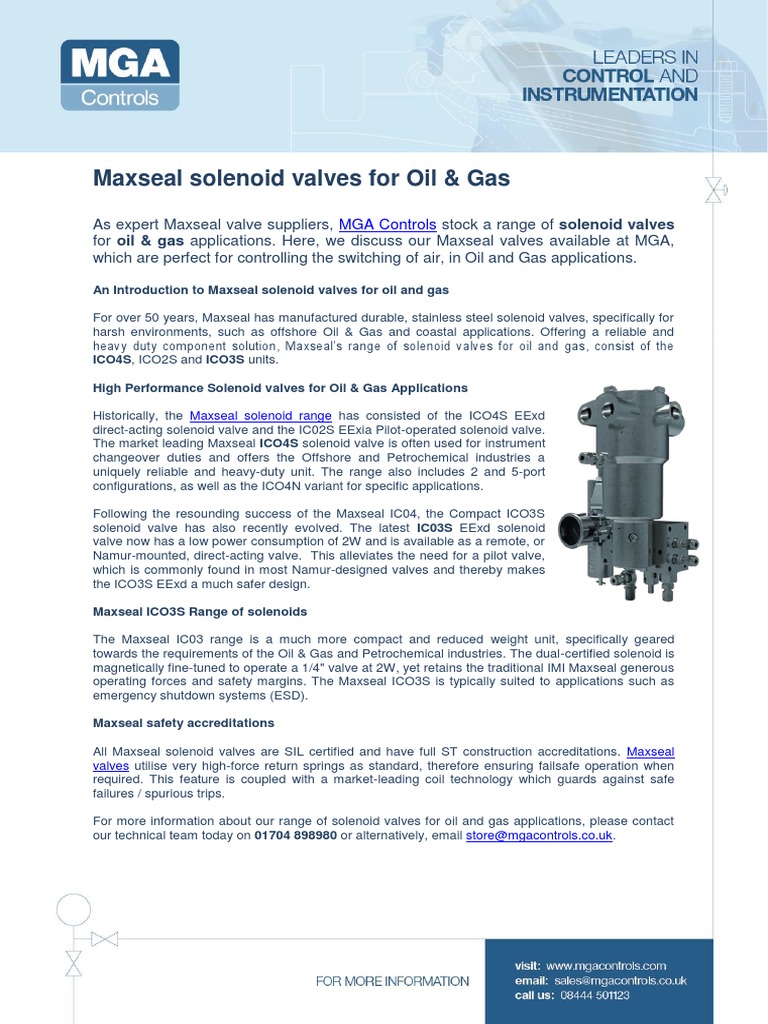 Maxseal Solenoid Valves For Oil Gas1 | PDF | Valve | Fossil Fuels