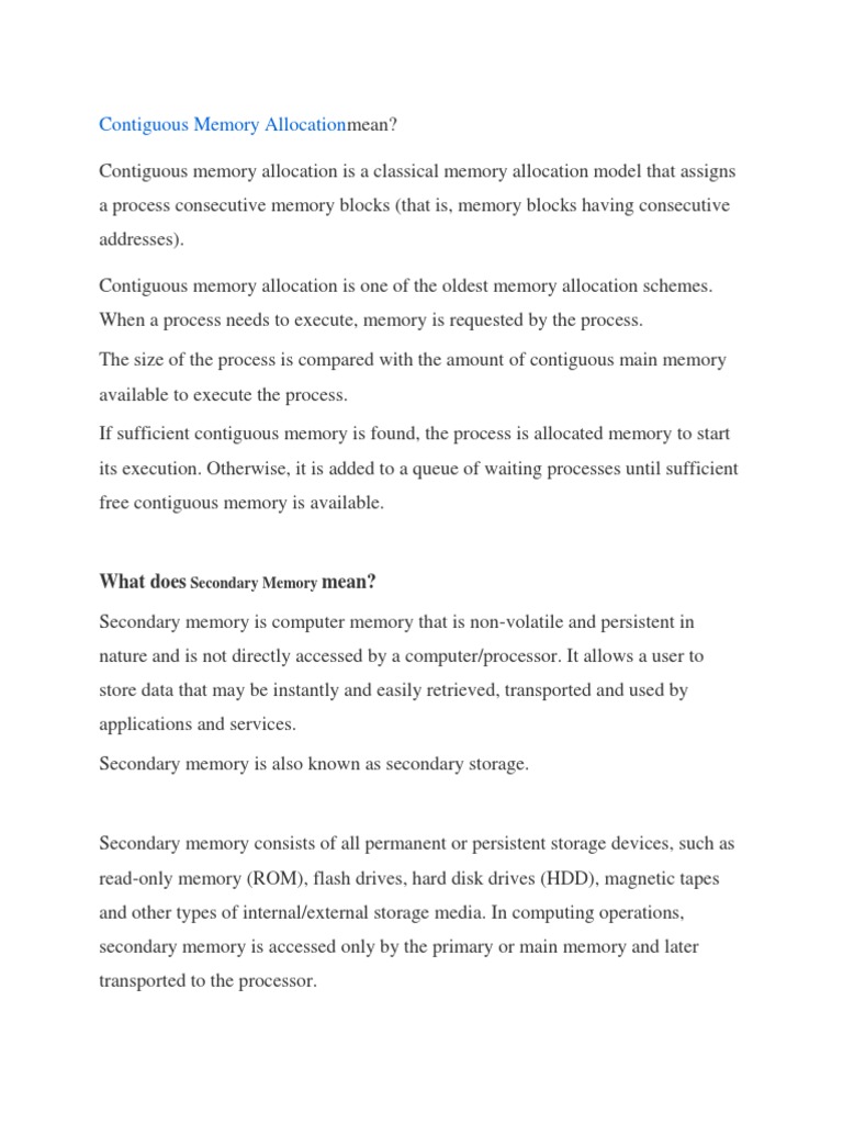 Understanding Contiguous Memory Allocation | PDF | Computer Data ...