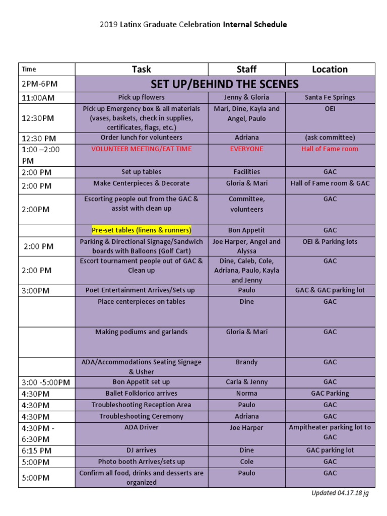 Internal Schedule 2019 | PDF