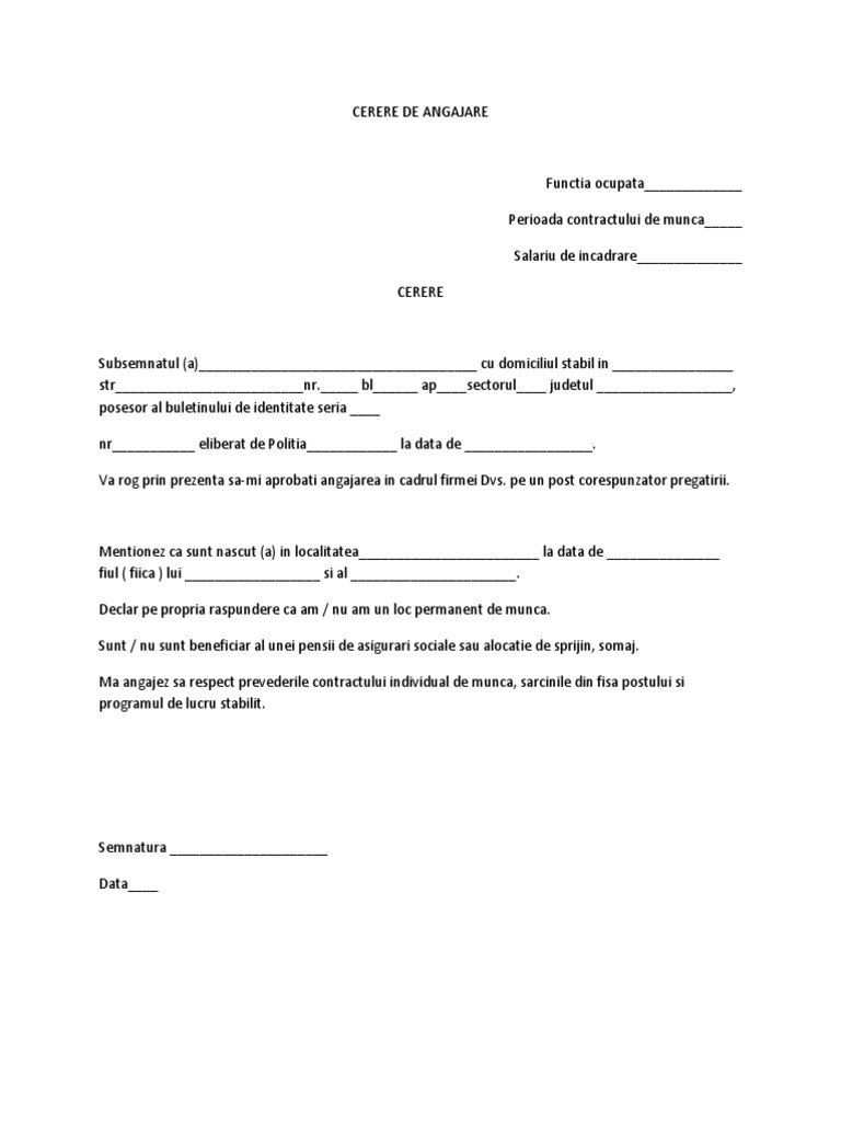 Model Cerere Concediu de Odihna | PDF