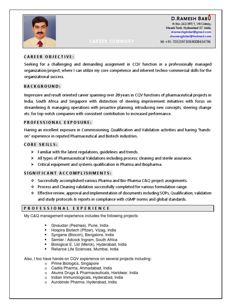 Commissioning Qualification Validation CV - C&Q | PDF | Pharmaceutical ...
