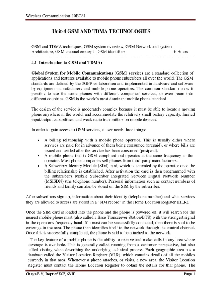 Wireless Communication Unit 4 | PDF | Subscriber Identity Module ...