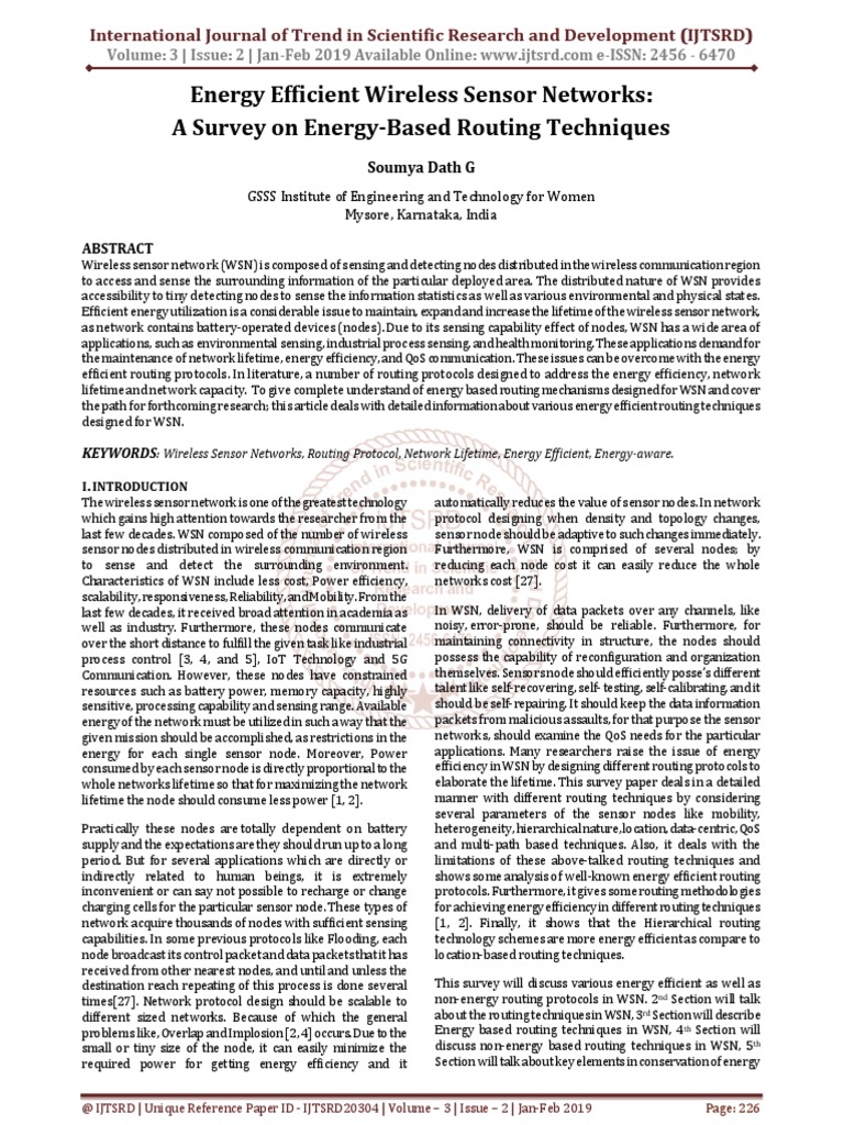 Energy Efficient Wireless Sensor Networks A Survey On Energy-Based Routing Techniques | PDF ...
