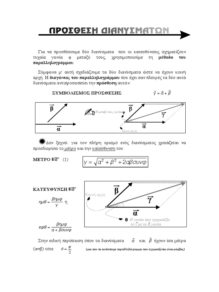 Προσθεση Διανυσματων | PDF