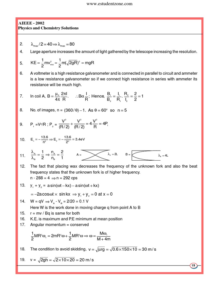 AIEEE 2002 Physics & Chemistry | PDF | Silver | Redox