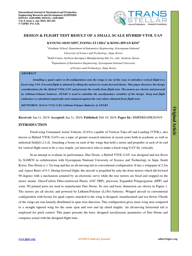Design & Flight Test Result of A Small Scale Hybrid Vtol Uav | Download ...