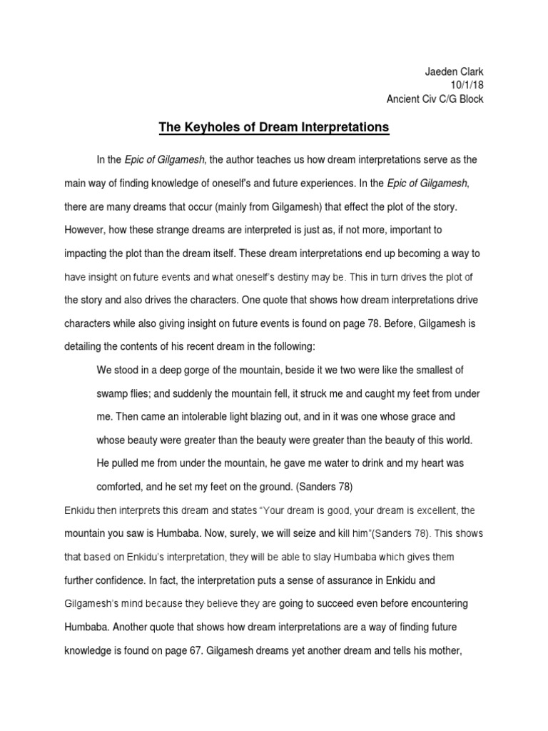 Re-Write Gilgamesh Assertion Paragraph by Jaeden Clark | PDF | Epic Of ...