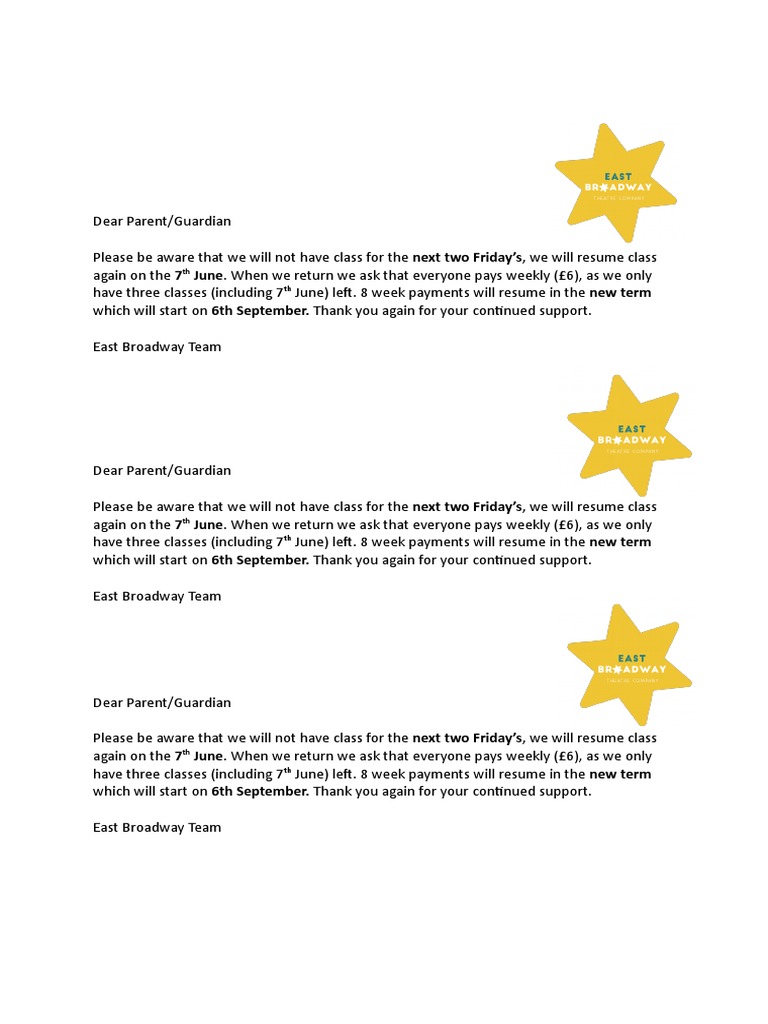 Class Schedule Update for Parents | PDF | Sports & Recreation