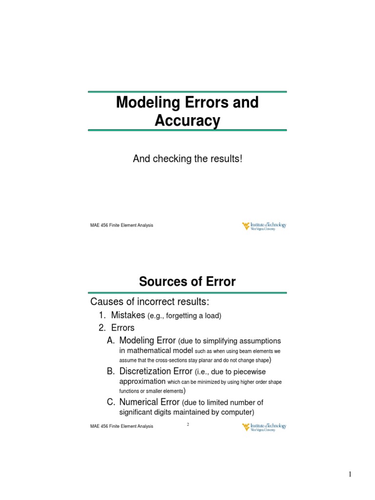 Lecture 13 Modeling Errors and Accuracy | PDF | Finite Element Method | Stress (Mechanics)