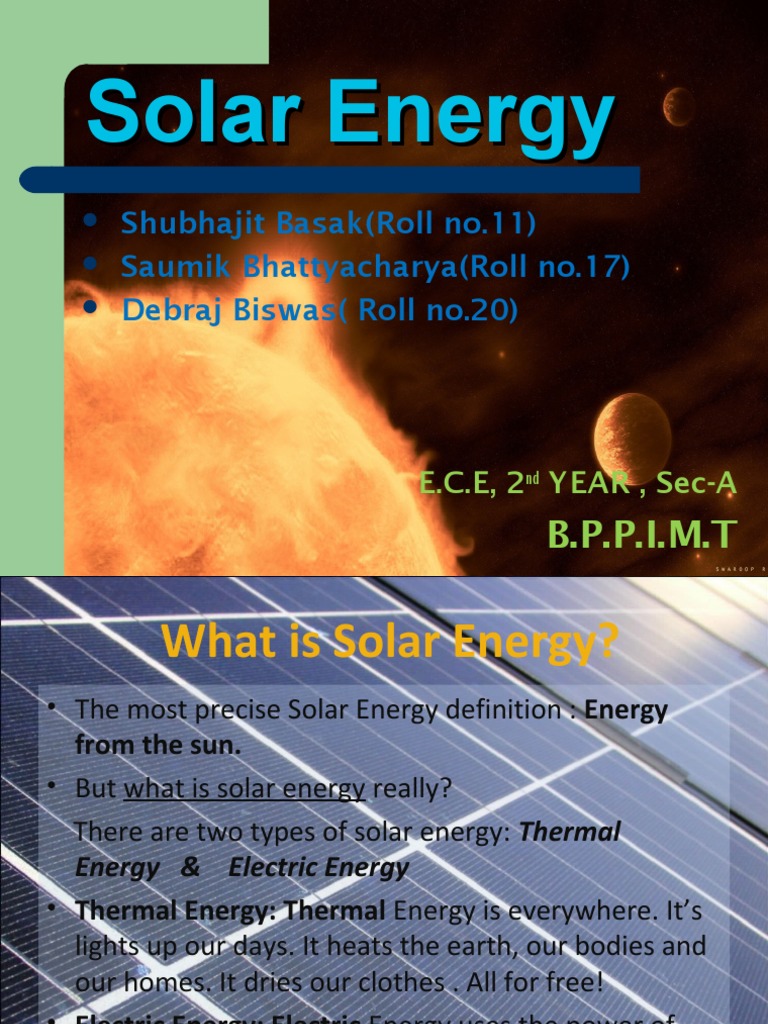 Overview of Solar Energy Concepts | PDF | Photovoltaics | Solar Energy