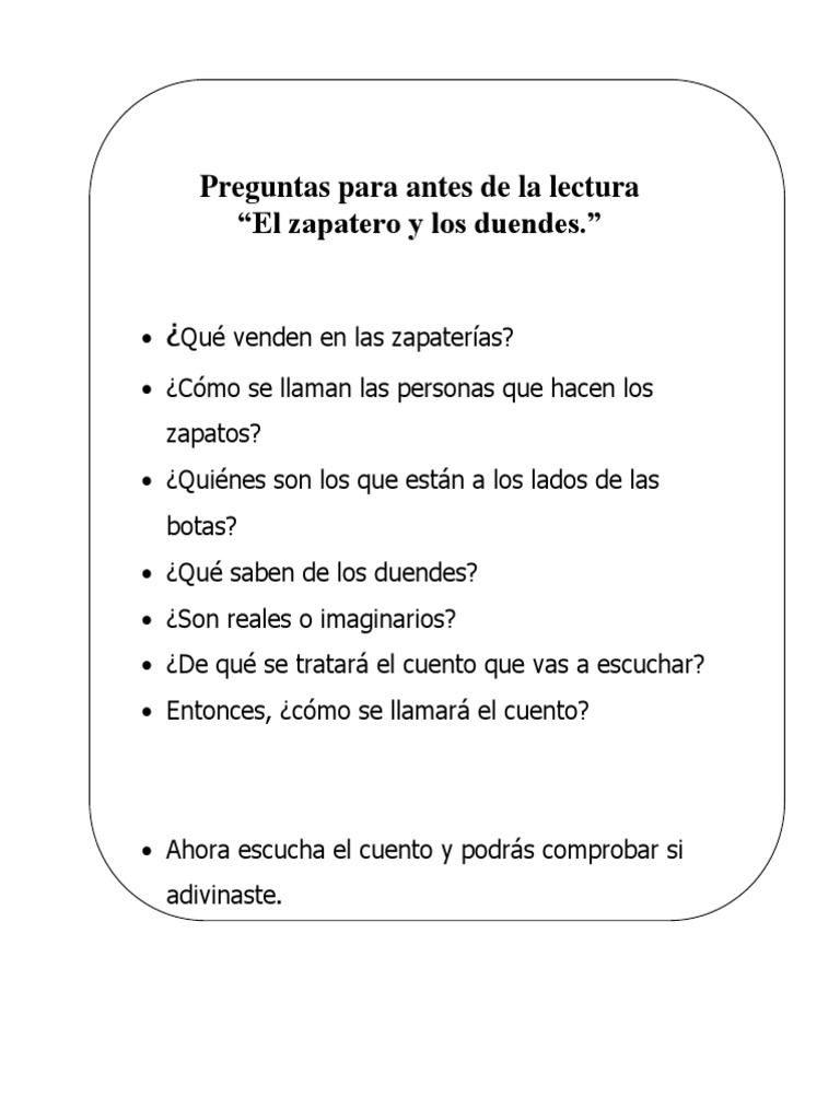 Los Duendes y El Zapatero | PDF | Zapato | Ocio