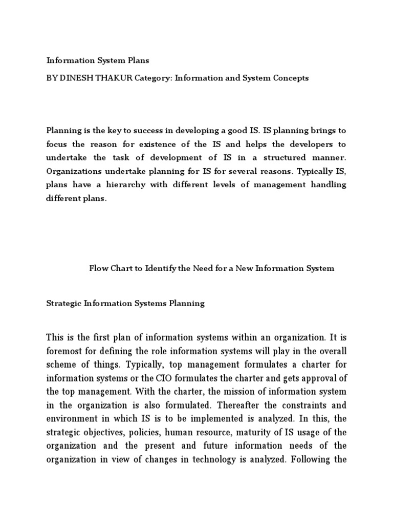 Information System Plans | PDF | Information System | System
