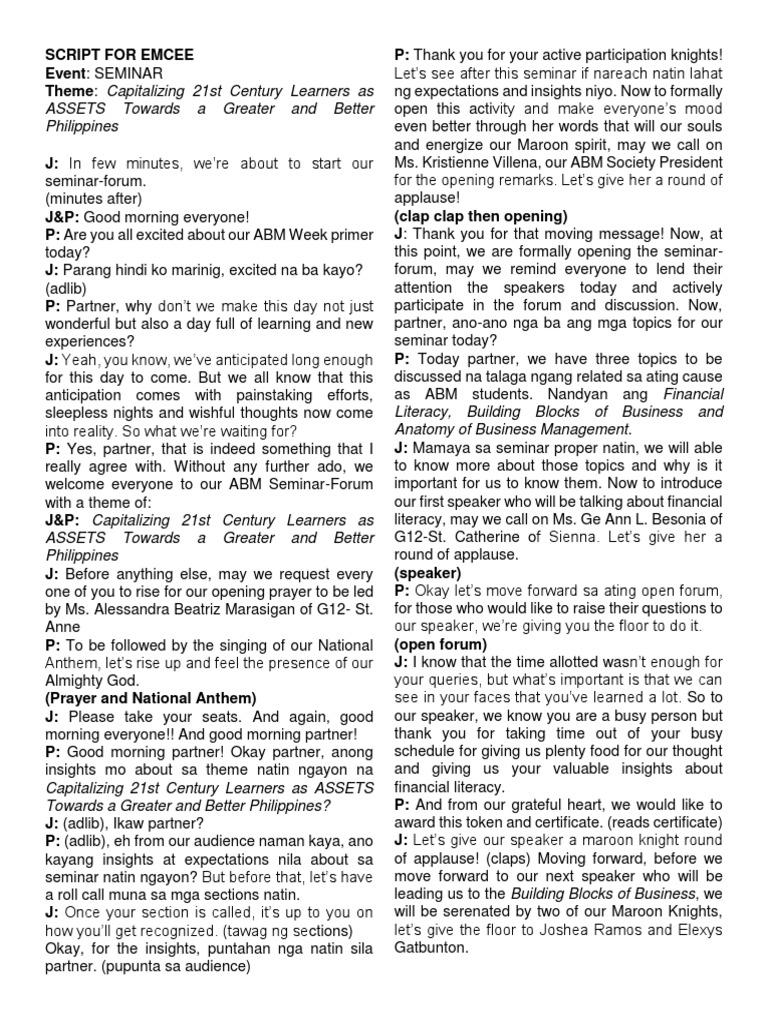 Script For Emcee | PDF