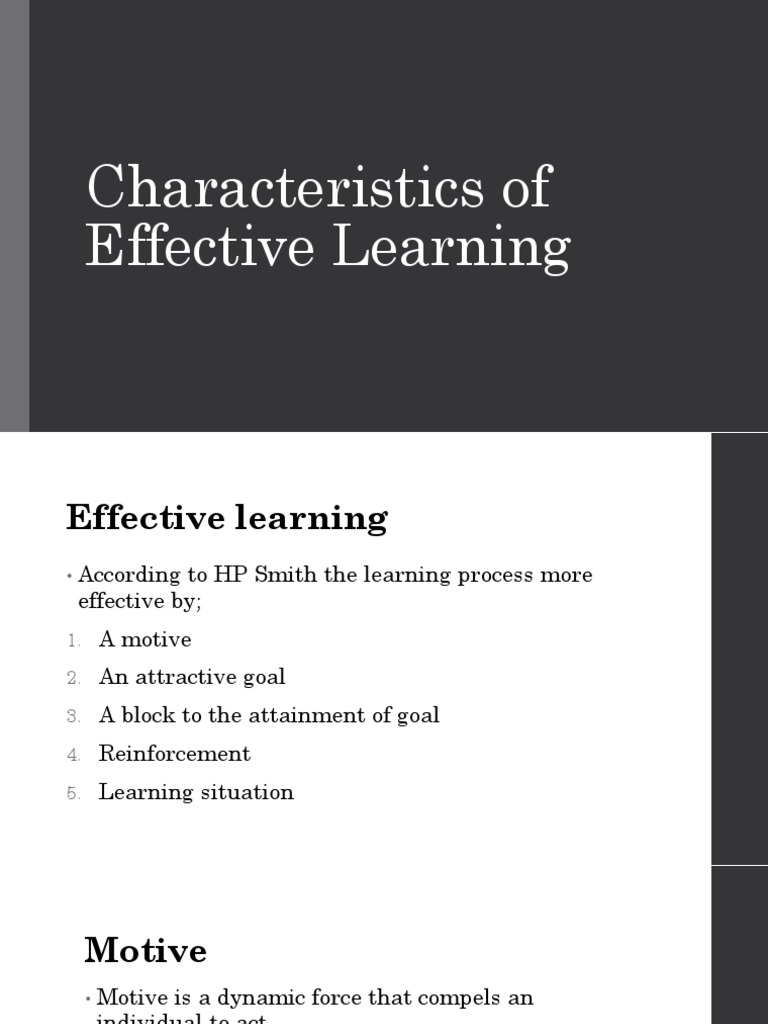 Characteristics of Effective Learning | PDF