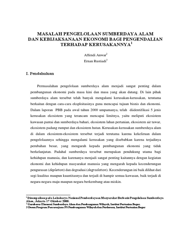 115-Masalah Pengelolaan Sumberdaya Alam Dan Kebijaksanaan Ekonomi Bagi Pengendalian Terhadap ...