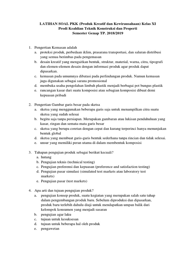 Latihan Soal PKK | PDF