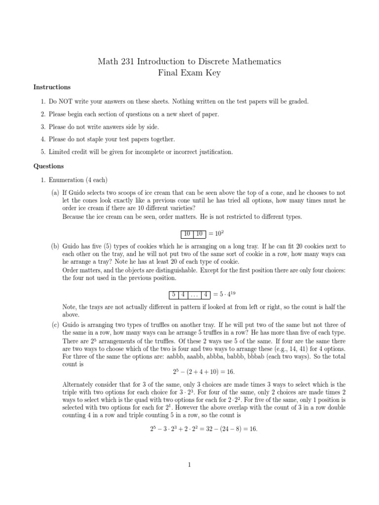 Discrete Math Exam Review 6 Answer Key | PDF | Graph Theory ...