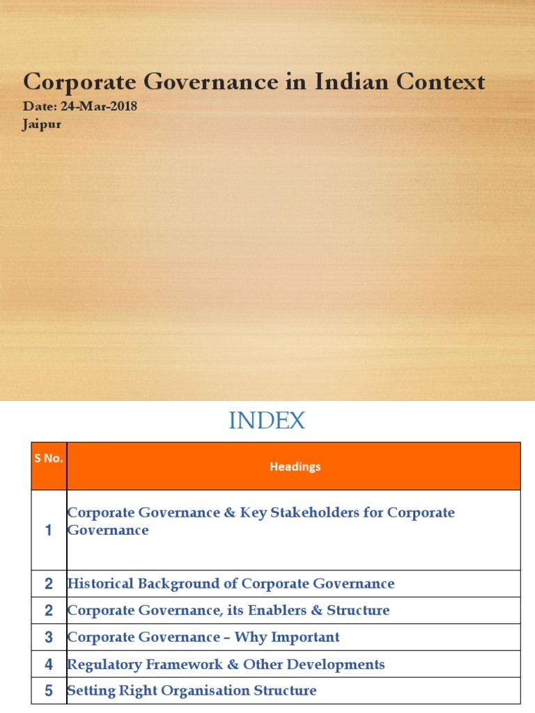 Corporate Governance in India: Overview | PDF | Corporate Governance ...