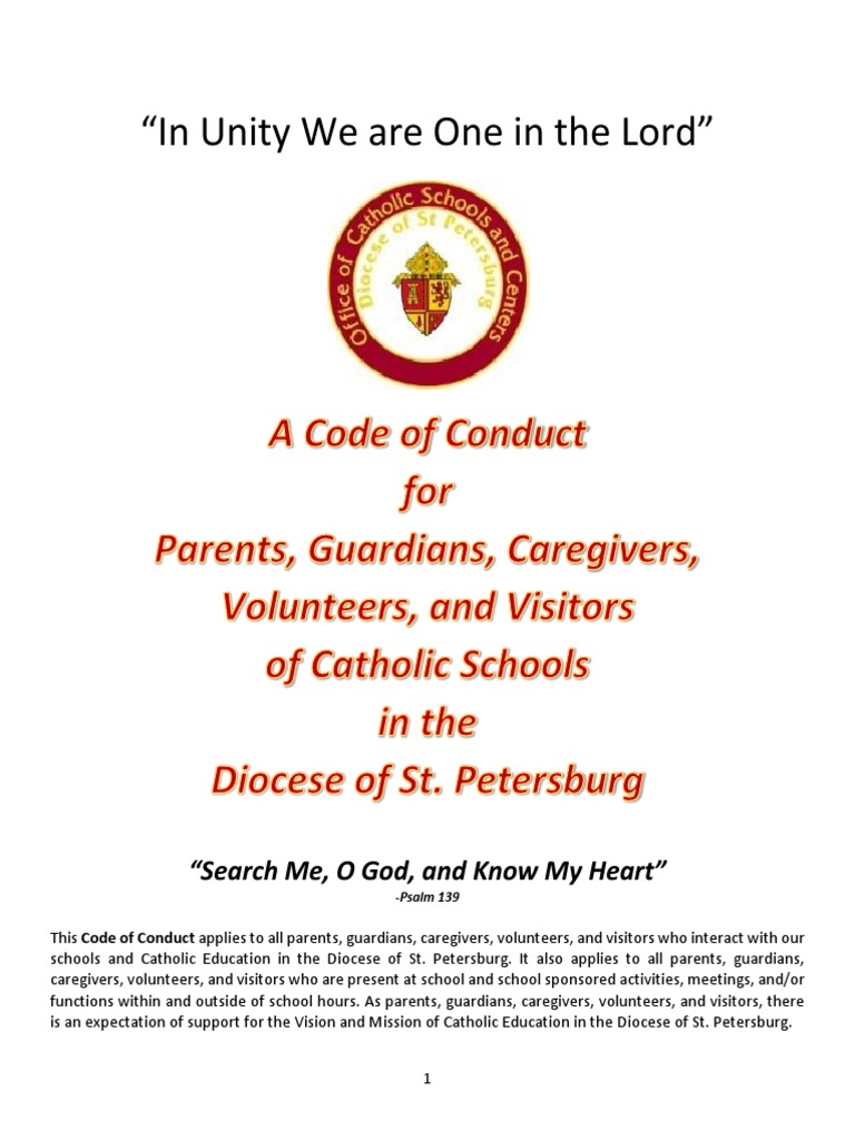 OCSC Parent Code of Conduct-Final-3 | PDF | Catholic Church | Teachers