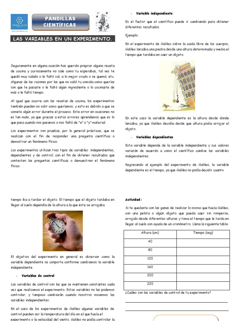 Variables en Un Experimento | PDF | Galileo Galilei | Hora