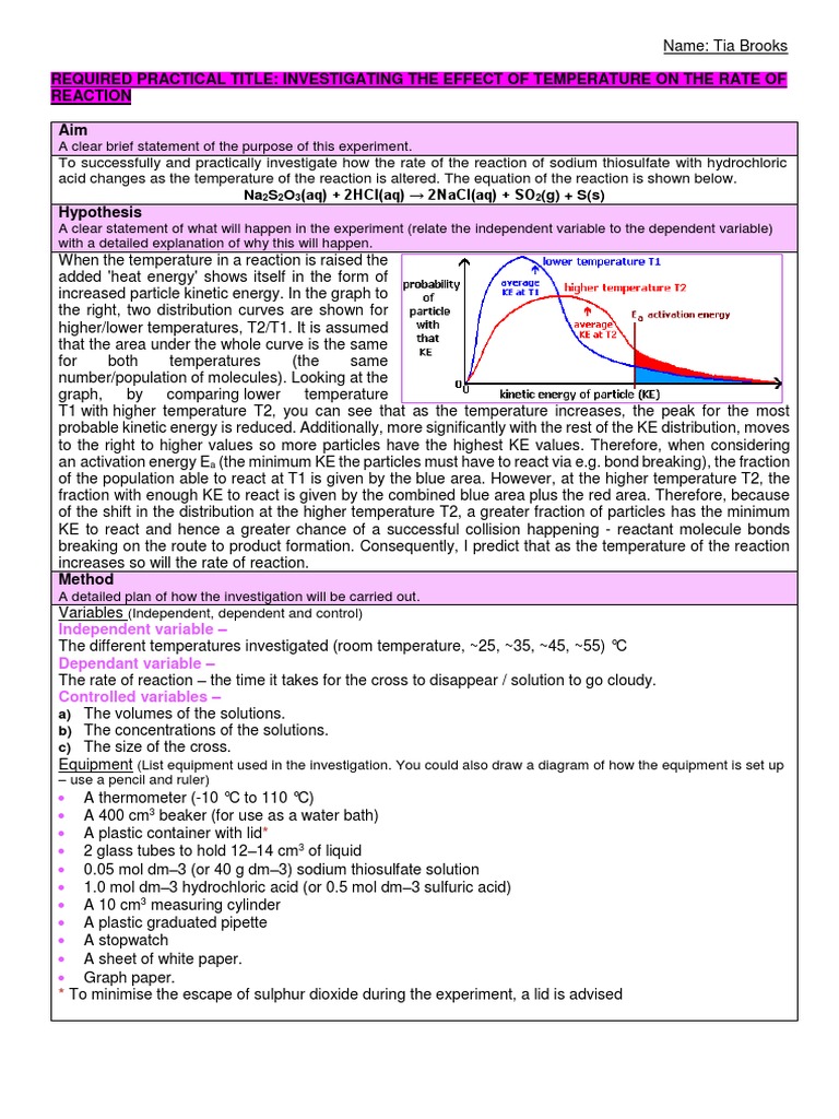 Chemistry Experiment Guide | PDF | Reaction Rate | Chemical Kinetics