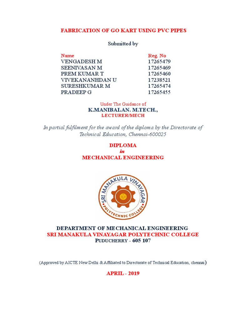 Project Report of Go Kart | PDF | Rechargeable Battery | Electric Motor