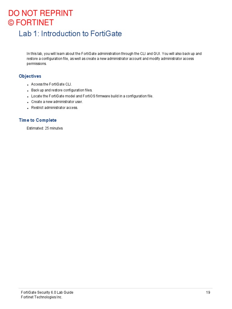 LAB 1 - Introduction - Fortinet | PDF | Command Line Interface | Graphical User Interfaces