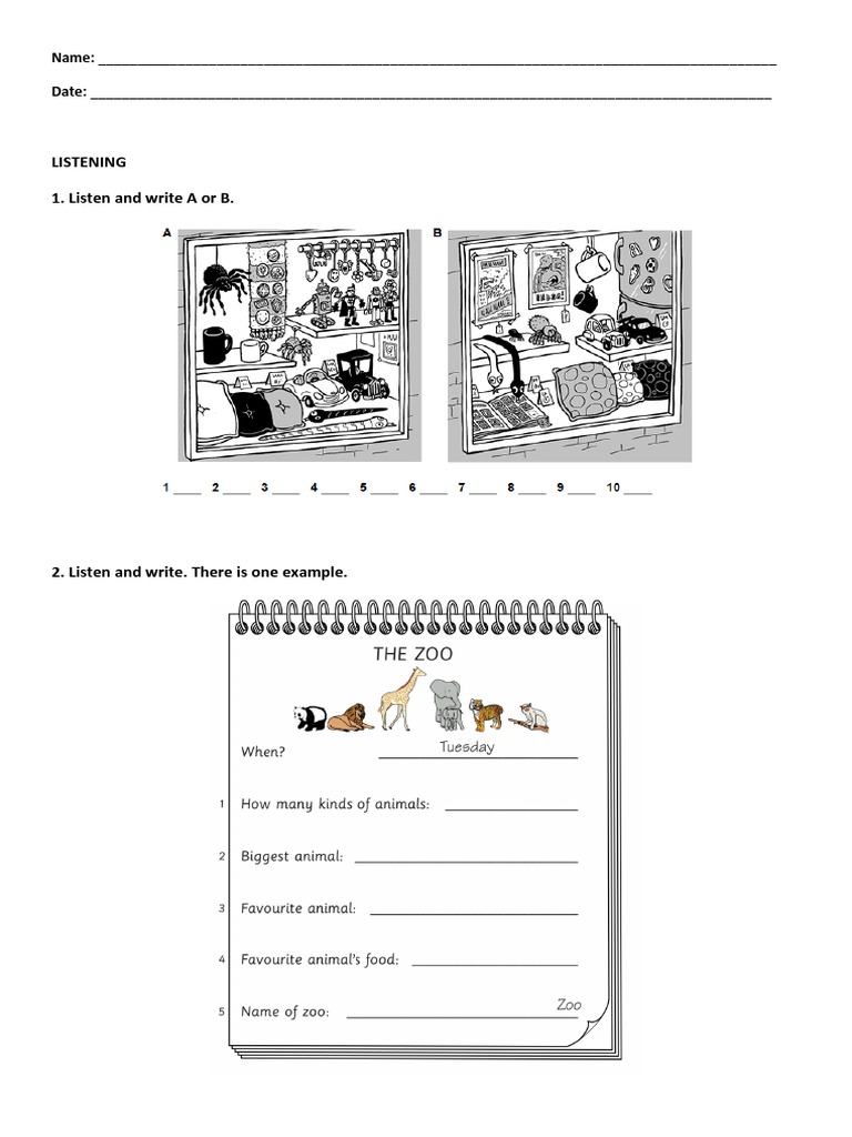 Listening 1. Listen and Write A or B | PDF