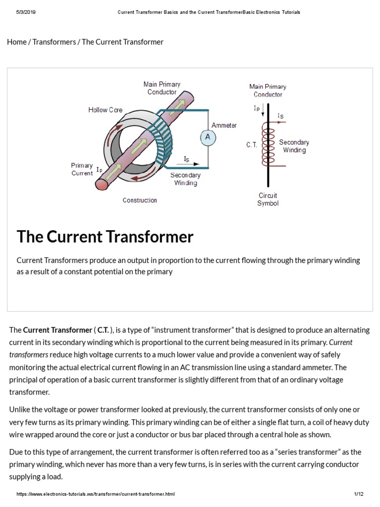 Current Transformer Basics and The Current Transformer | PDF ...