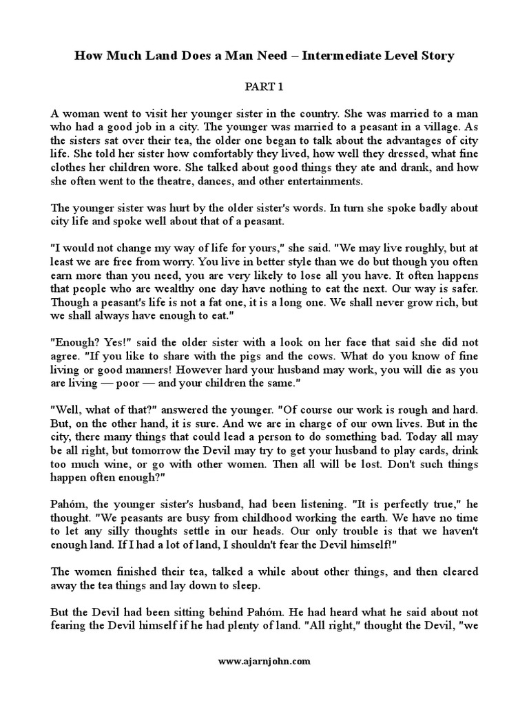 How Much Land Does A Man Need Intermediate | PDF | Wheat | Farms