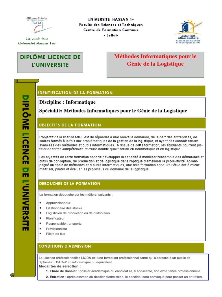 Licence Pro en Informatique & Logistique | PDF | Logistique | Système d'information