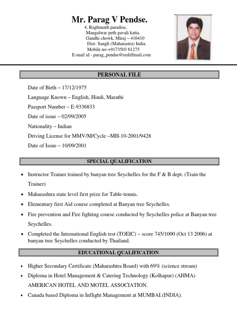 Updated Parag CV 1 1 | PDF | Hospitality Industry | Hotel