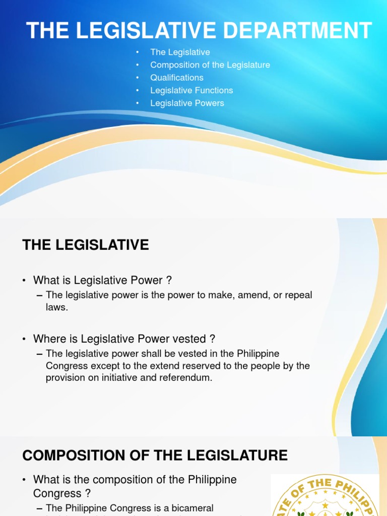 The Legislative Department | PDF | Bill (Law) | United States House Of ...