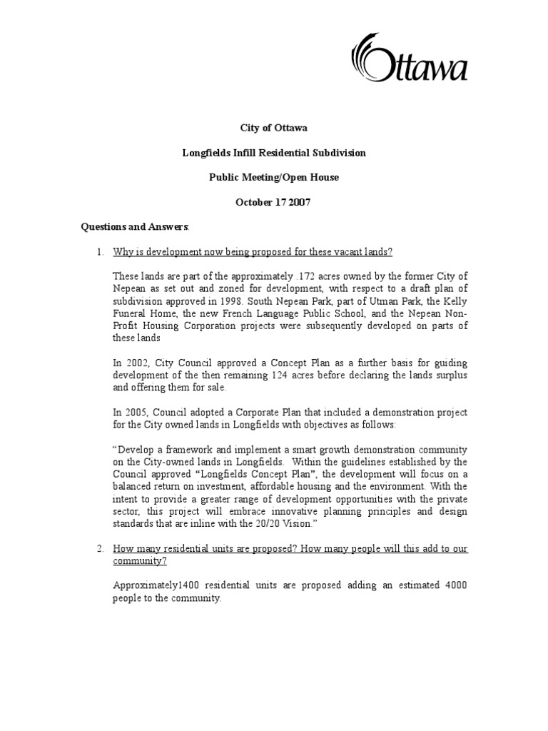 Ottawa Longfields Residential Development Plan | PDF | Road | Zoning