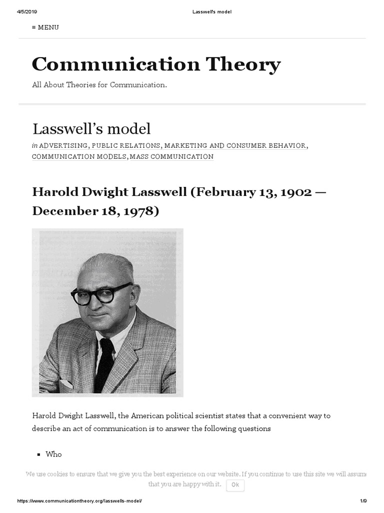 Communication Theory: Lasswell's Model | PDF | Http Cookie | Communication