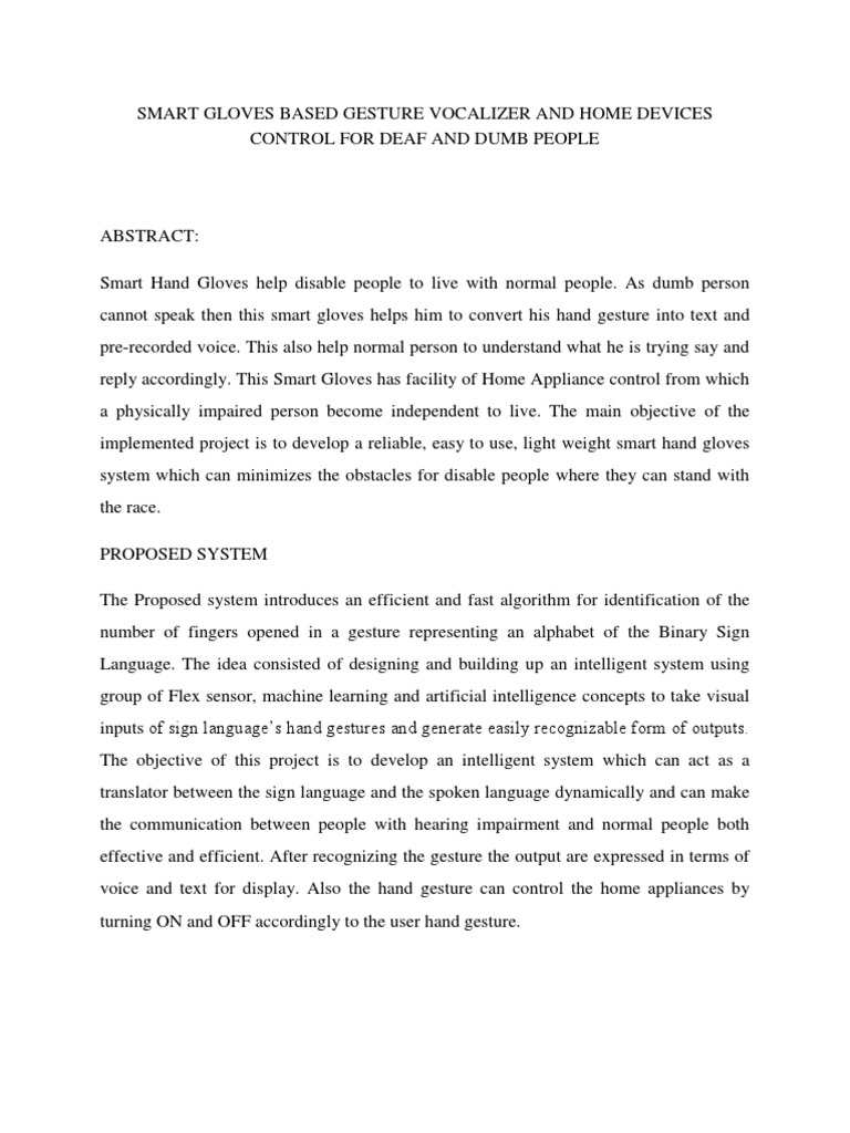 Smart Gloves Based Gesture Vocalizer Pdf Sign Language Gesture 