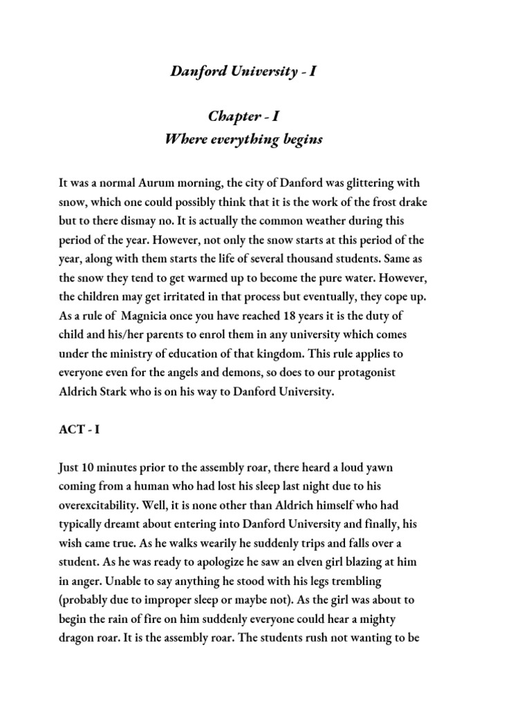 Aldrich's First Day at Danford University | PDF