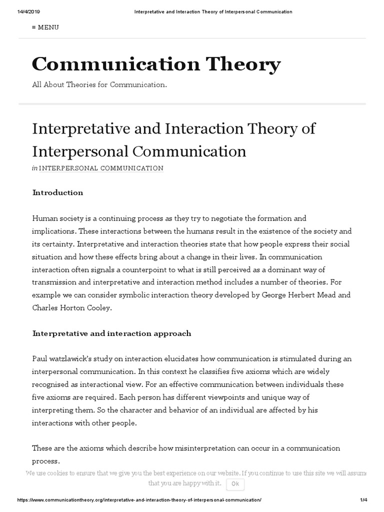 Interpretative and Interaction Theory of Interpersonal Communication ...