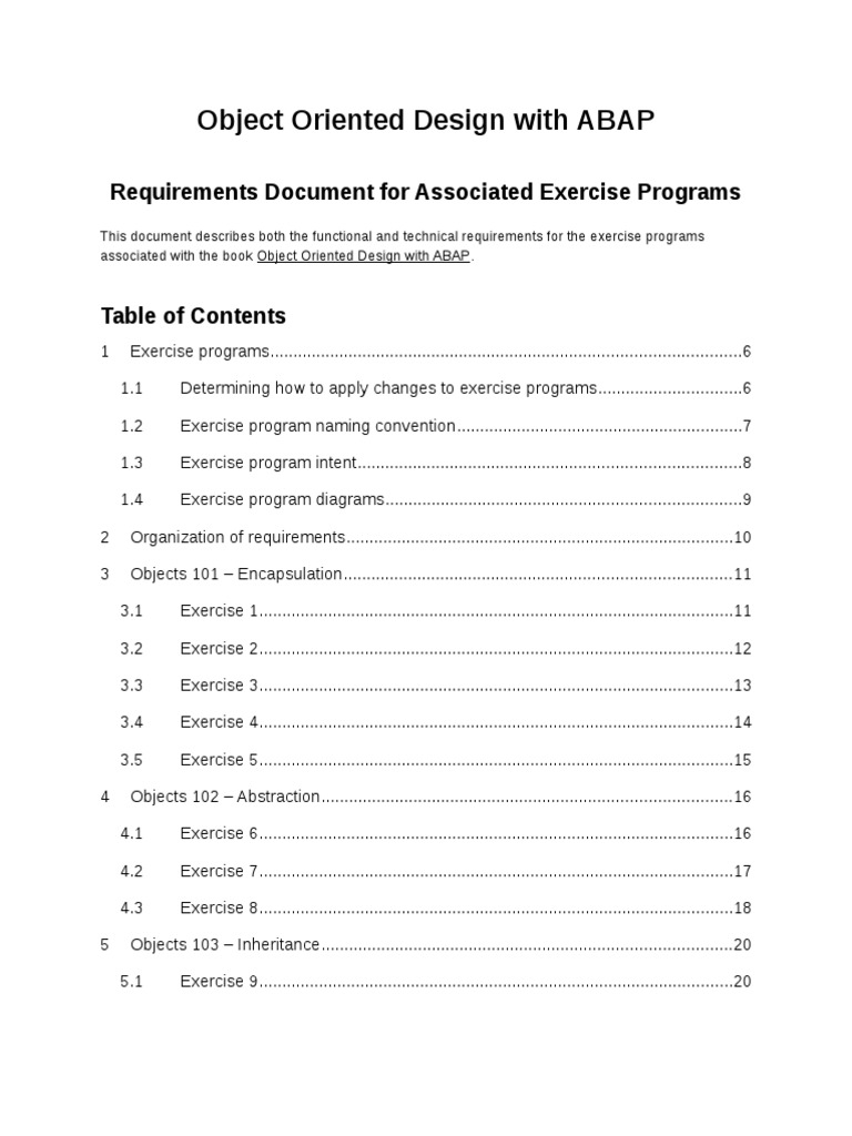 OOD With ABAP Exercises Requirements PDF | PDF | Class (Computer Programming) | Unified Modeling ...