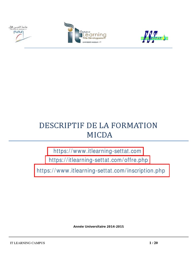 Descriptif FST Settat Master Professionnel Ingenierie de Conception Et de Developpement D ...